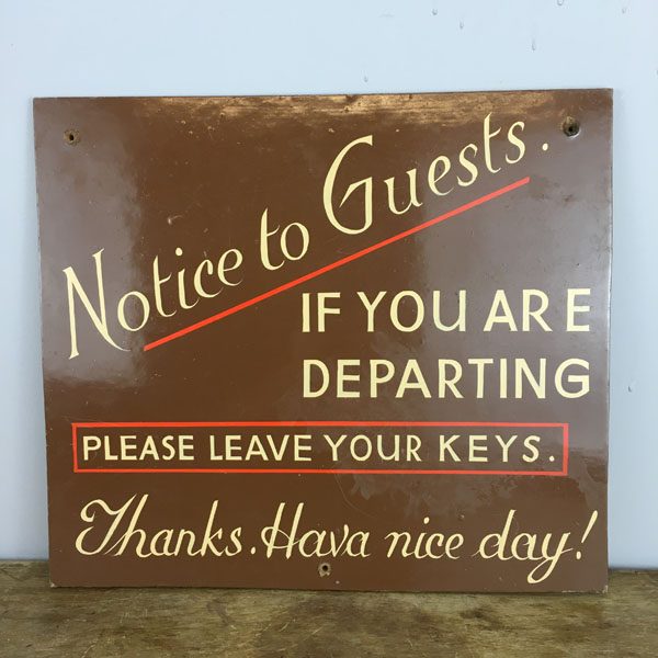 SOLD - Hotel sign - Leave your keys - Kings-Lane.co.uk